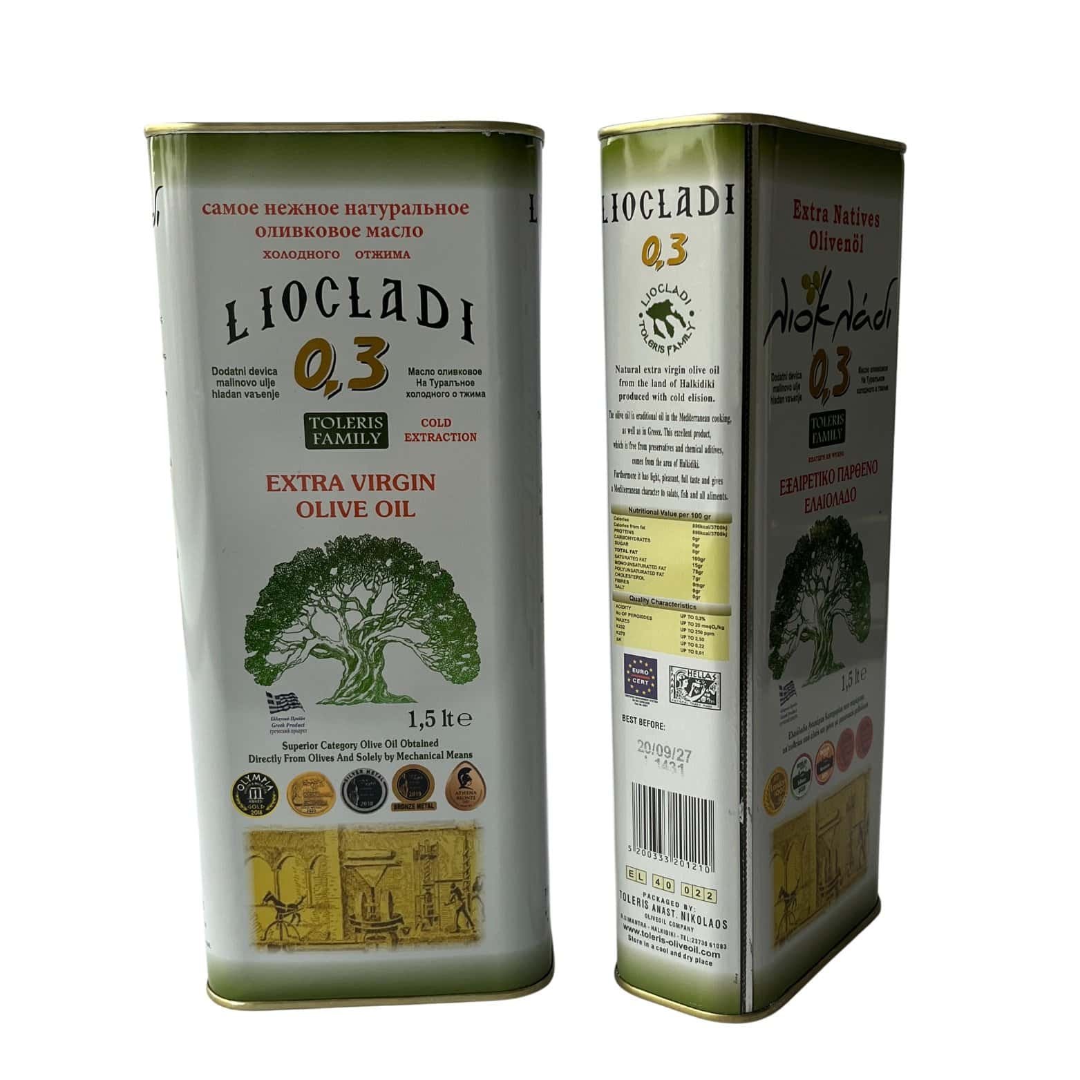 Liocladi Extra Vierge Olijfolie - Koude Persing - Griekse Halkidiki - 1 ...
